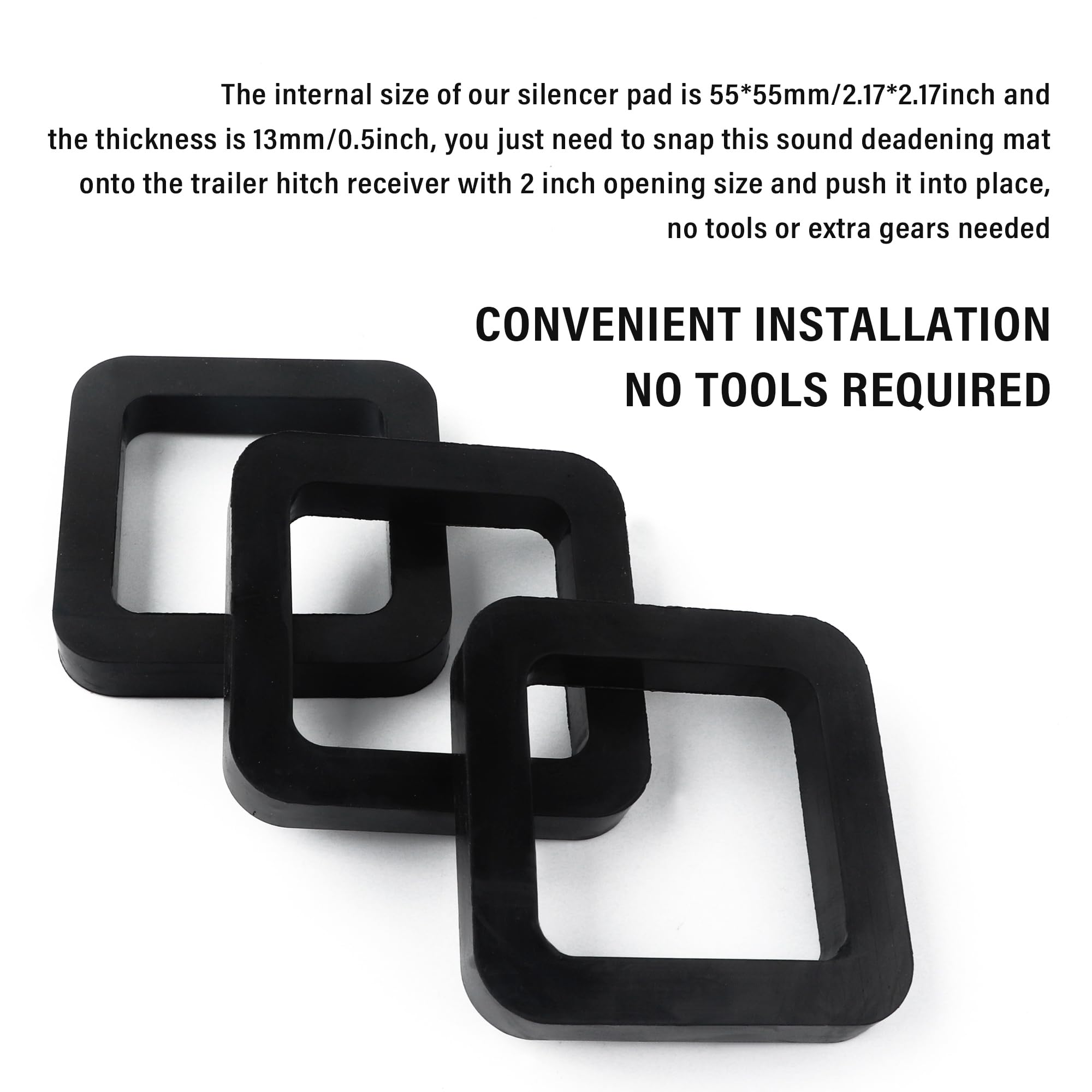 3PCS Hitch Rattle Stopper,Rubber Hitch Receiver Silencer Pad for 2 Inch Trailer Hitch Receiver Bumper Gooseneck,Trailer Hitch Accessories to Eliminate Noise & Ruduce Rattle