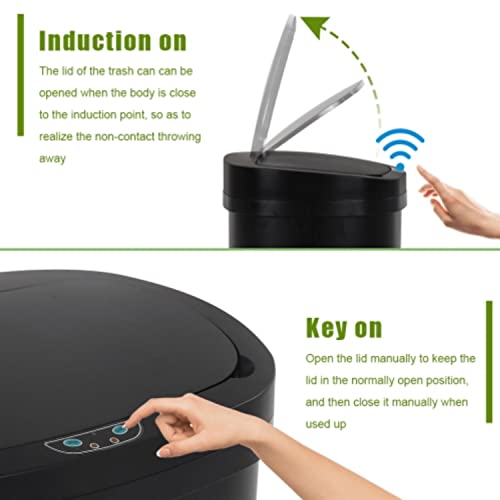 Lucky Shop 13 Gallon Kitchen Trash Can Automatic Garbage Can, Stainless Steel Waste Bin with Lid, Electronic Touch Free Motion Sensor High-Capacity Brushed Metal for Indoor, Black GL-TC-1350R-Black