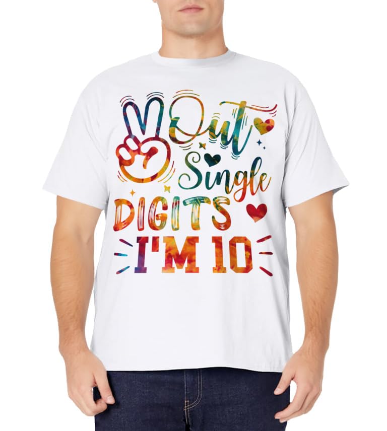 Funny Peace Out Single Digits I'm 10 Year Old 10th Birthday T-Shirt