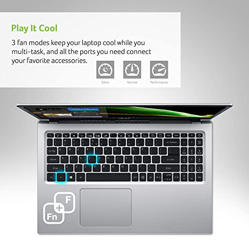 Acer Aspire 5 A515-56-32DK Slim Laptop - 15.6" Full HD IPS Display - 11th Gen Intel i3-1115G4 Dual Core Processor - 4GB DDR4 - 128GB NVMe SSD - WiFi 6 - Amazon Alexa - Windows 11 Home in S mode.