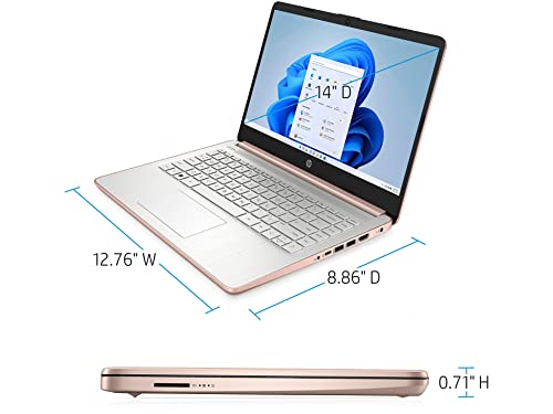 HP 2022 Stream 14" HD Laptop, Intel Celeron N4120 Processor, 4GB RAM, 64GB eMMC Storage, HD Webcam, HDMI, Wi-Fi, Bluetooth, Rose Gold, Office 365 1-Year, Windows 11 S, 32GB SnowBell USB Card