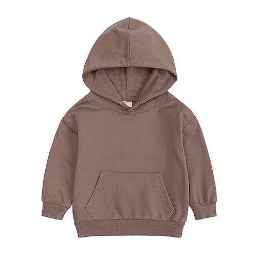 Kids Baby Boy Girl Crewneck Long Sleeve Pullover Top Fuzzy Sherpa Pullover Crewneck Thermal Fleece Tops Matching Outfits Coffee