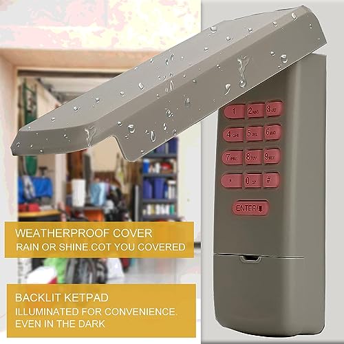 Wireless Garage Door Opener Keypad Wireless Keyless Entry Keypad Works with Chamberlain, LiftMaster, Craftsman and More Since 2011 to Current (Work with Yellow Learn Button)