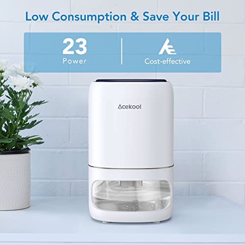 Acekool 35oz Dehumidifier Small Dehumidifier 2 in 1 with 7 Colorful Lights, Low Energy Portable Small Air Dehumidifiers for Home Bedroom Bathroom, Auto-off & Timer Function, Ultra Quiet 25dB, White