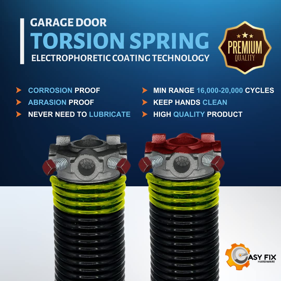 Garage Door Torsion Spring 207x2x20 | Torsion Spring Replacement for Garage Repair | Minimum 16,000 Cycles | Left and Right Hand Wound Replacement with Steel Bearing (Pair) Fix Garage Door 7 + 8 Feet
