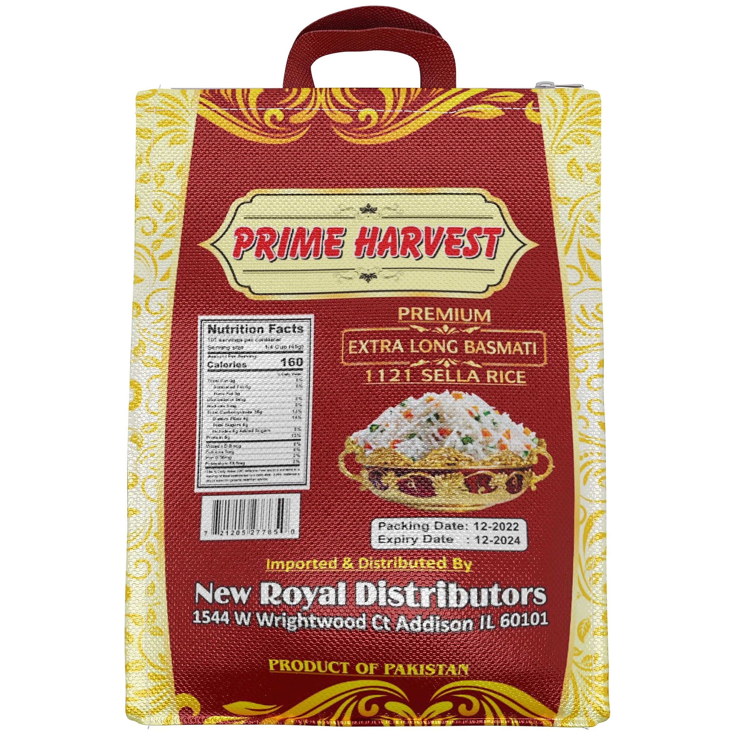 Prime Harvest Basmati Rice 10lbs Parboiled Premium Sella - Extra Long Grain, 10-Pound rice bag, Non-Sticky | Aged and Authentic | White