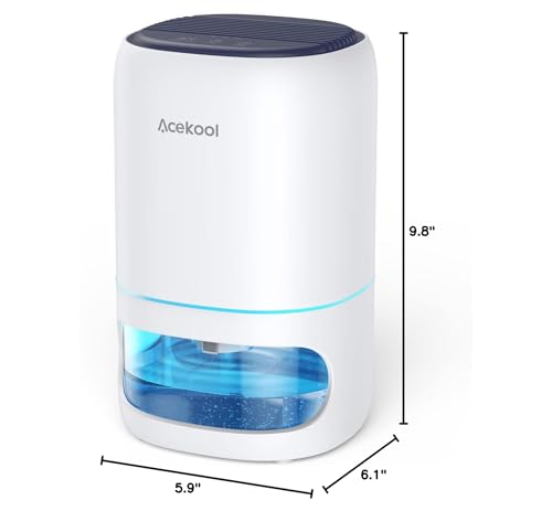 Acekool 35oz Dehumidifier Small Dehumidifier 2 in 1 with 7 Colorful Lights, Low Energy Portable Small Air Dehumidifiers for Home Bedroom Bathroom, Auto-off & Timer Function, Ultra Quiet 25dB, White