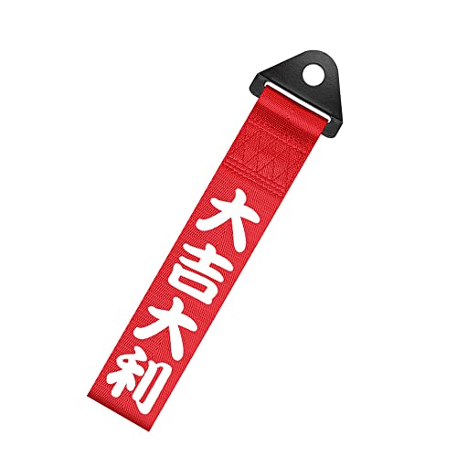 VAGURFO Car Racing Tow Straps,Car Modification JDM Sports Racing Tow Strap,Chinese Slogan Nylon Car Bumper Tow Strap Trailer Belt Hook Traction Rope,Car Decorative Trailer Belt (Red A)