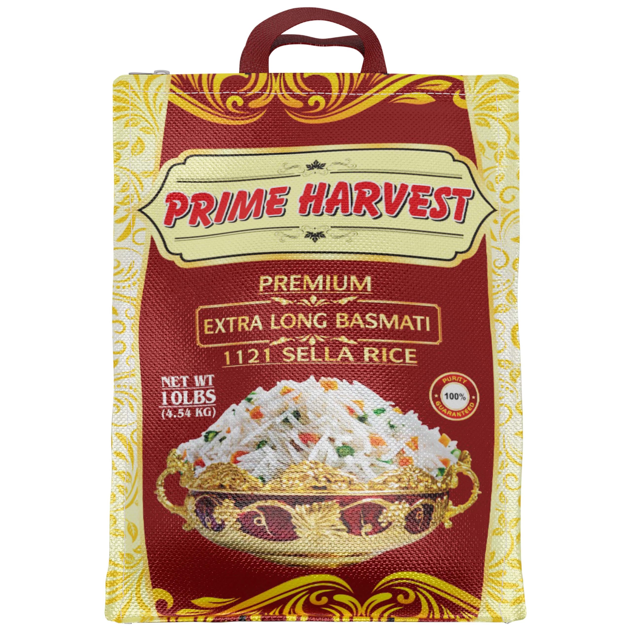 Prime Harvest Basmati Rice 10lbs Parboiled Premium Sella - Extra Long Grain, 10-Pound rice bag, Non-Sticky | Aged and Authentic | White