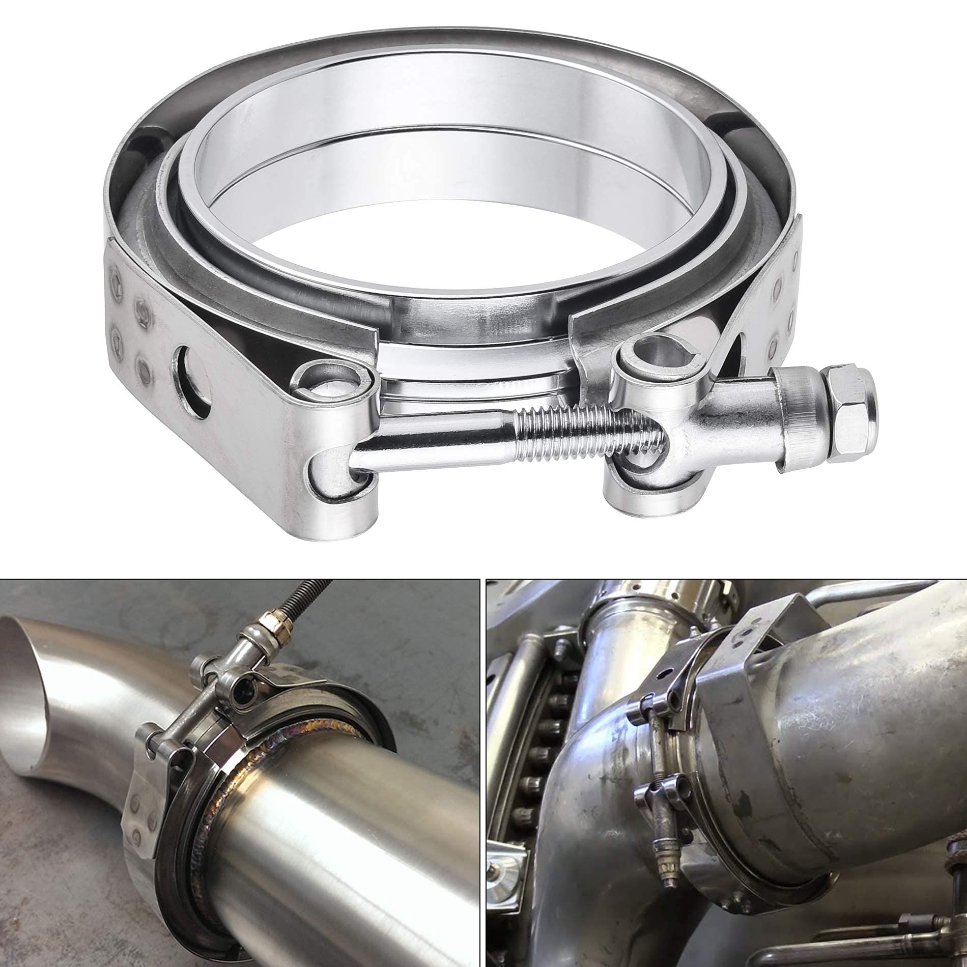 EVIL ENERGY 3 Inch V Band Clamp, Bundle with 2.5" ID to 3" OD Exhaust Pipe Reducer Adapter