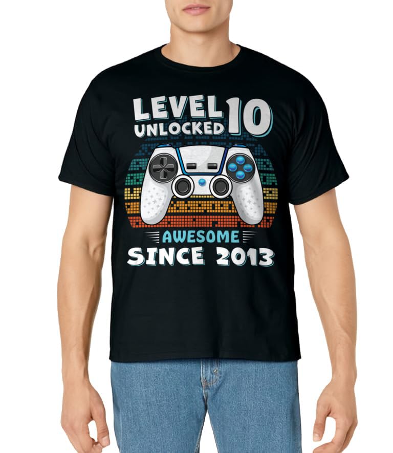 Ten 10yr BDay Son Boy Funny Gamer 10th 10 Year Old Birthday T-Shirt