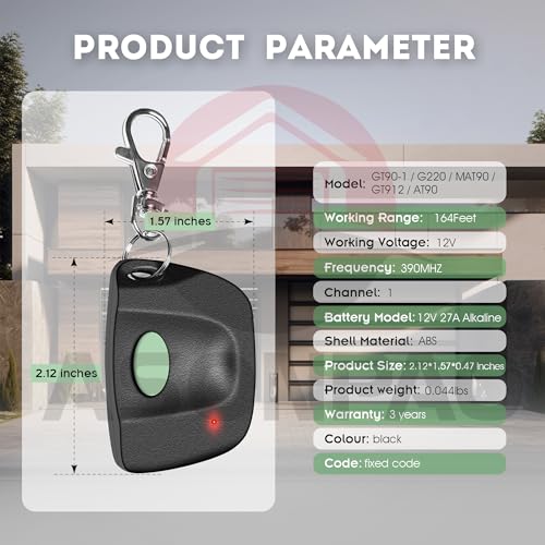 2X 912 Genie 12 Dip Switch Garage Door Opener Remote Replacement,GT90-1 AT90-1 GPT90-1 MAT90 GT912 3-Year-Warranty