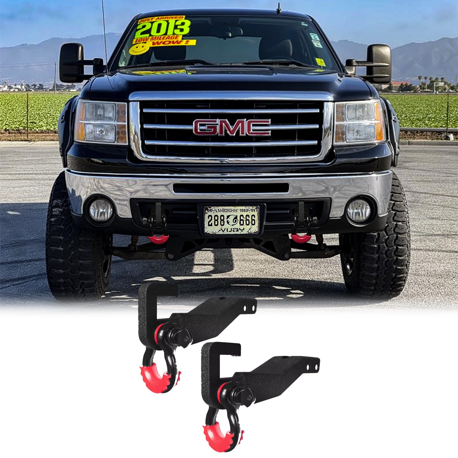 LUYWTE Steel Front Tow Hook Mount Bracket and D-Rings for 2007-2013 GMC Sierra 1500 D-Ring Shackle Bracket, Tow Hook Bracket Replacement