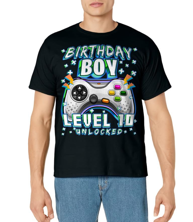 Level 10 Unlocked Video Game 10th Birthday Gamer Boys T-Shirt