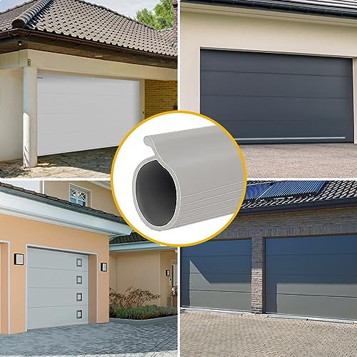 Garage Door Seals Bottom Rubber Weather Stripping, P-Bulb Garage Door Bottom Weather Seal Suitable for Weatherproof, Replacement Overhead Doors (20FT, Grey)