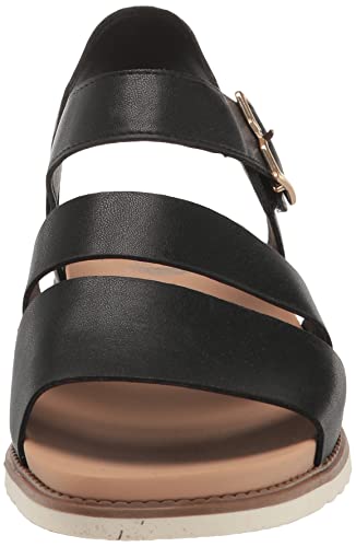 Dr. Scholl's Shoes Women's Island Glow Strappy Flat Sandal,Black Smooth,8.5