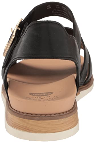 Dr. Scholl's Shoes Women's Island Glow Strappy Flat Sandal,Black Smooth,8.5