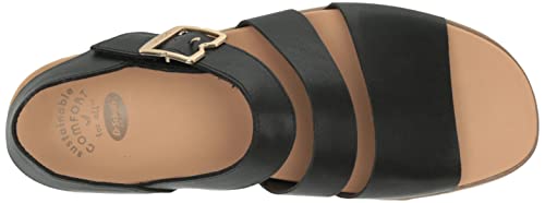 Dr. Scholl's Shoes Women's Island Glow Strappy Flat Sandal,Black Smooth,8.5