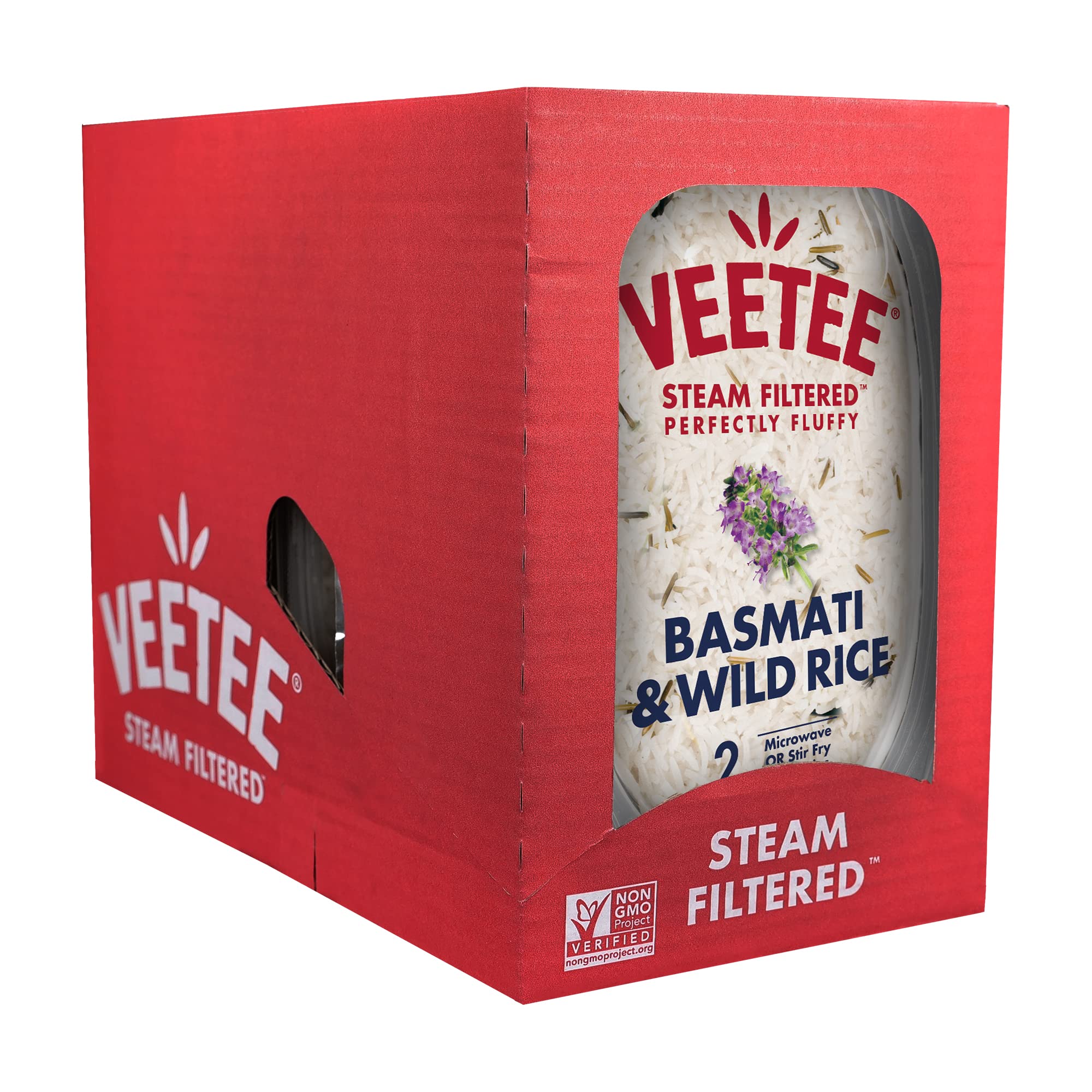Veetee Basmati and Wild Rice - 2 Minute Rice Microwavable Meals - Instant Rice Meals Ready to Eat Gluten Free Precooked Rice - 10.6oz, Pack Of 6