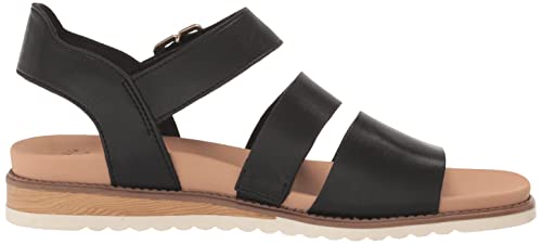 Dr. Scholl's Shoes Women's Island Glow Strappy Flat Sandal,Black Smooth,8.5