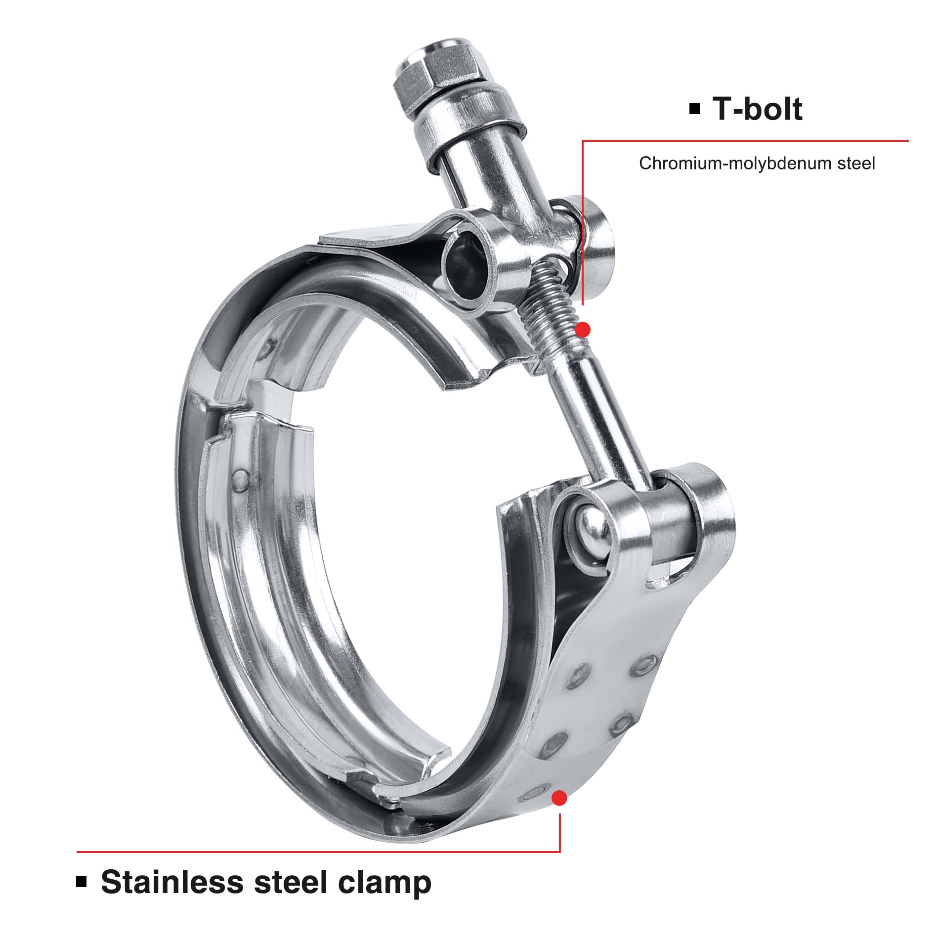 EVIL ENERGY 3.0" V Band Clamp for Flange Kit Stainless Steel, Bundle with 4 Holes Adjustable Exhaust Hanger Universal 2PCS