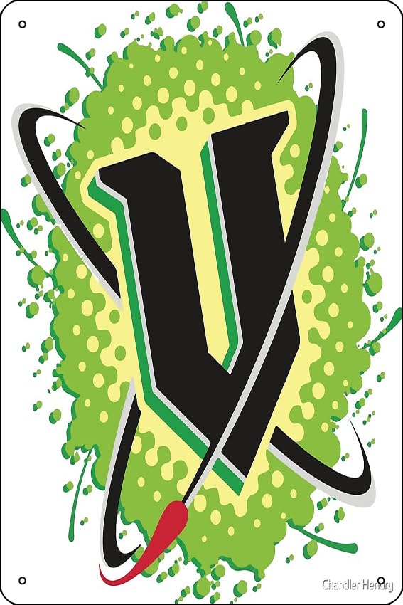 V Energy Logo (Corner) Photographic Print Metal Sign Decor - 8 x 12inch Bar Pub Garage Man Cave Wall Art