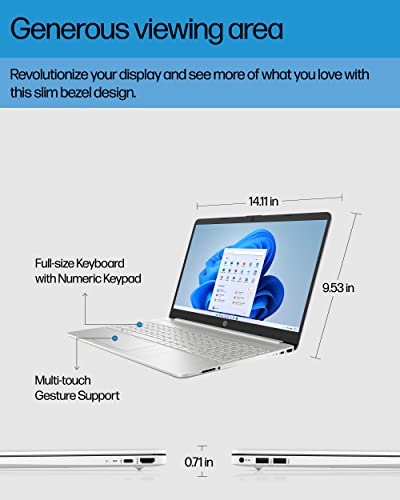 HP15.6 Inch Laptop, Intel Iris Xe Graphics, 12th Generation Intel Core Processor, 8 GB RAM, 256 GB SSD, Diagonal Full HD Display, Windows 11 Home, Dual Array Microphones, Wi-Fi 6 (15-dy5024nr, 2022)