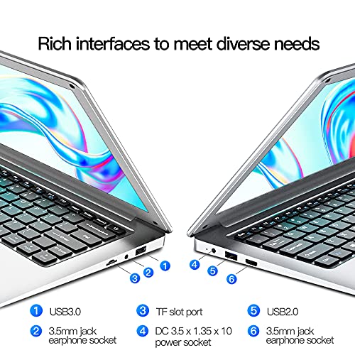 TOPOSH PC Laptop, Windows 10 Computer,14 Inch, 6GB RAM + 64GB SSD, Intel Celeron N3350, Dual-Core 1.1 GHz Graphics, WiFi Bluetooth-Silver