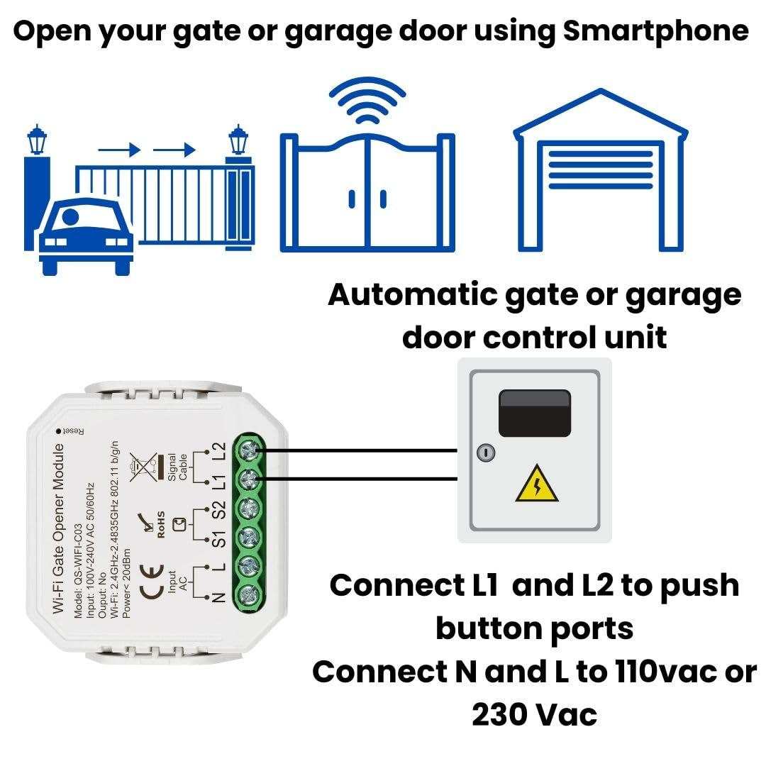 Selindus Alpha WiFi (Wi-Fi) Smart Garage Door & Gate Opener | Wireless Remote + iOS/Android App | Alexa, Google Home & Assistant | Works with Existing Garage & Gate Openers | No Hub Required