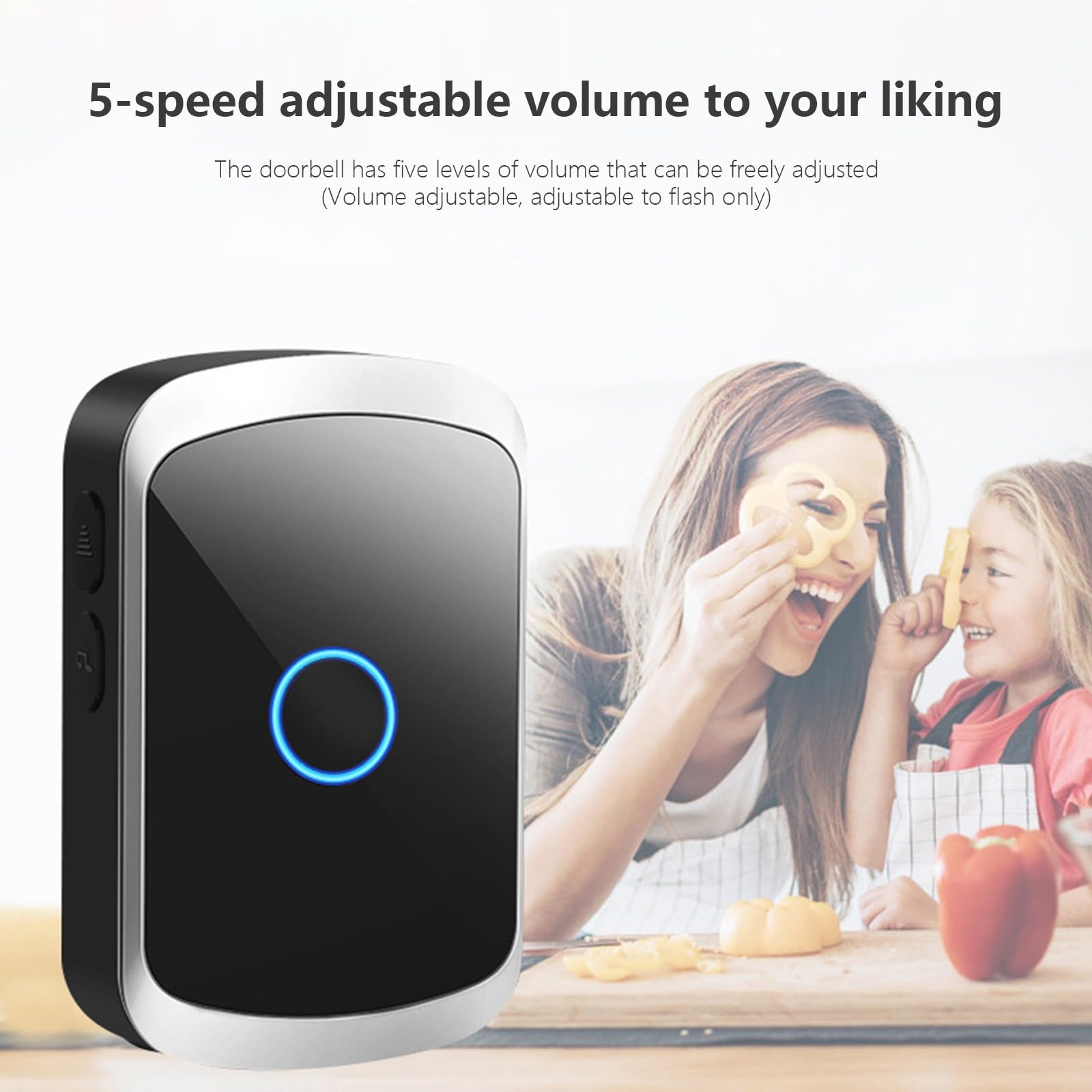 JASKFLY Wireless Doorbell, Battery Powered Mini Door Bell Kit with 34 Chimes 4 Volume Levels, Waterproof Door Chime Kit Operating at 900 Feet for Home/Classroom/Office