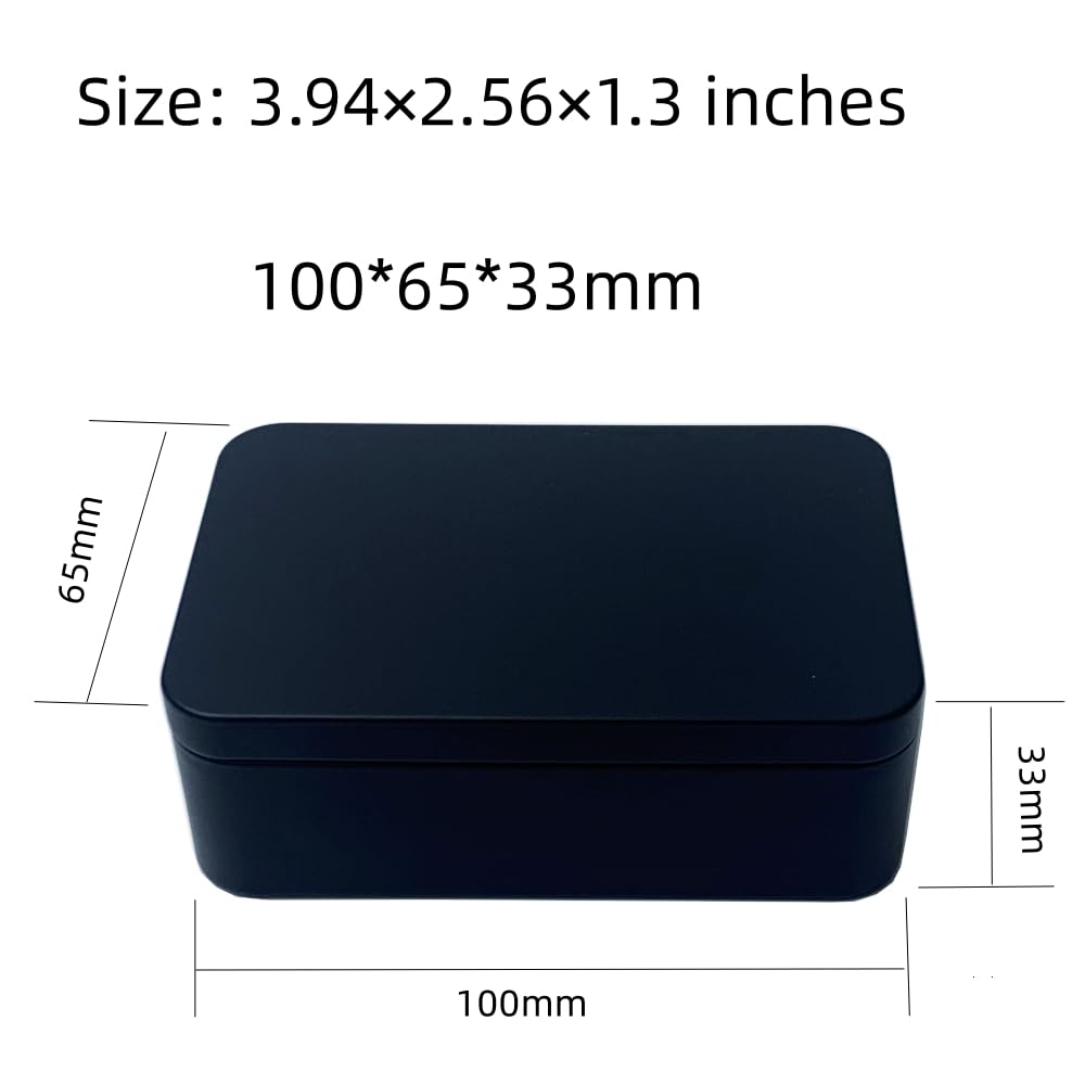 OVELCH 4pcs Rectangular Tin Box with Lid - 6-Pack Empty Tin Can Storage Container for Treats, Gifts, Favors and Crafts Black 3.94x2.56x1.3 Inches