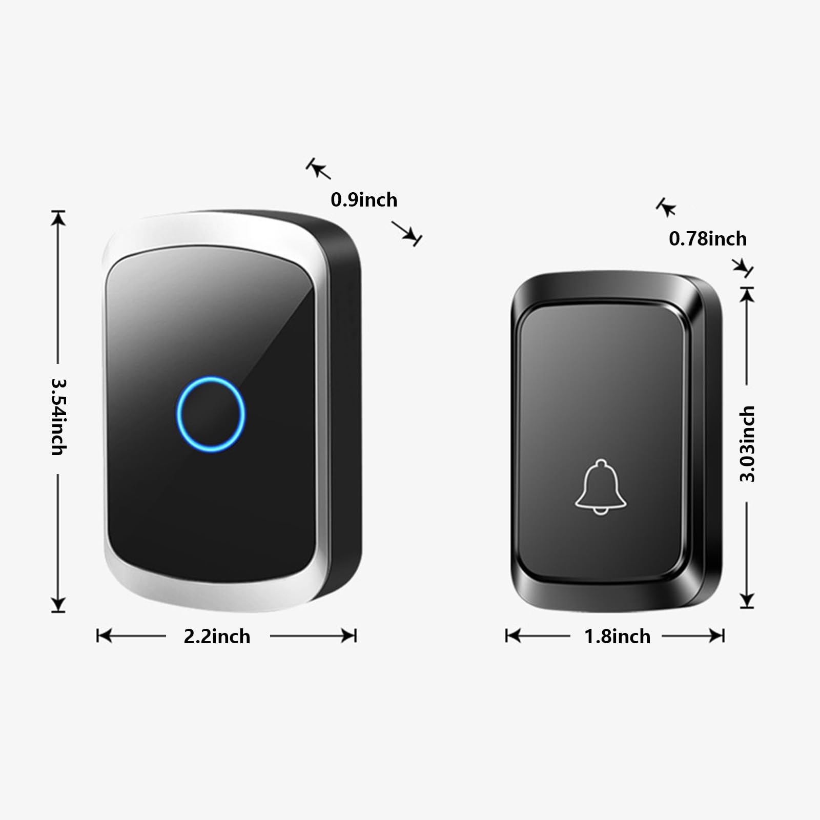 JASKFLY Wireless Doorbell, Battery Powered Mini Door Bell Kit with 34 Chimes 4 Volume Levels, Waterproof Door Chime Kit Operating at 900 Feet for Home/Classroom/Office