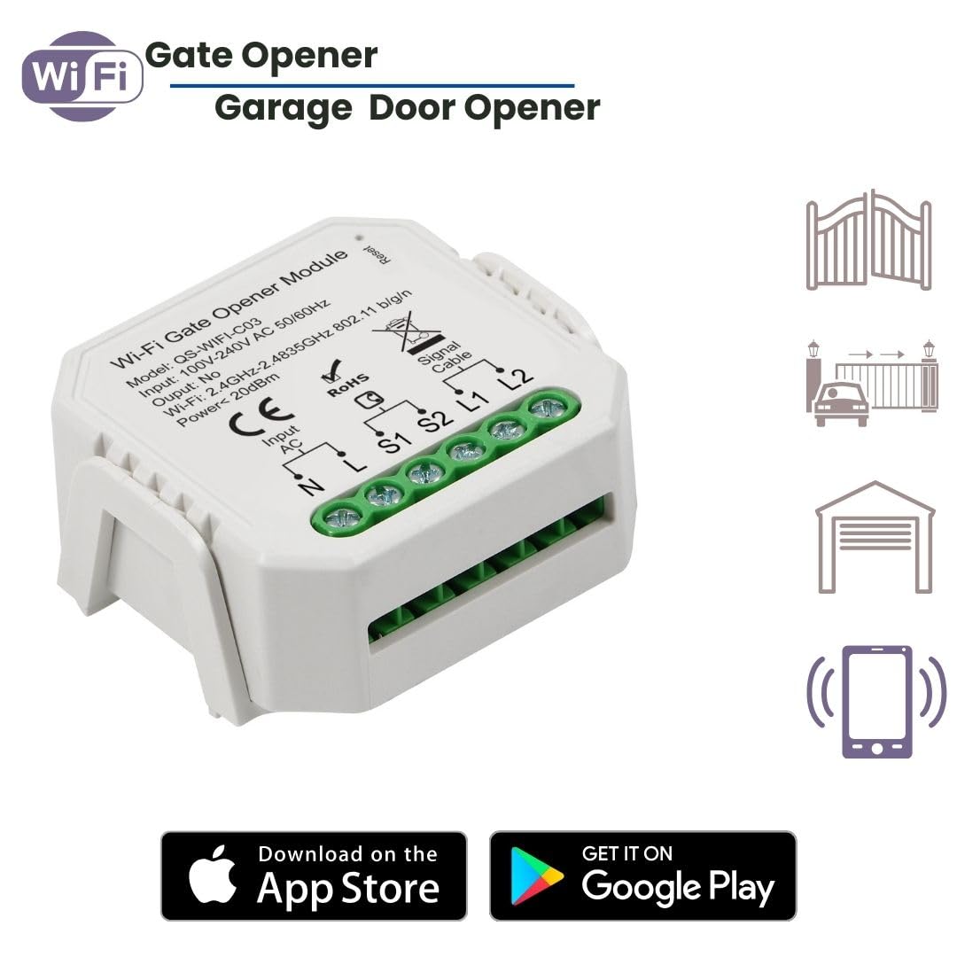 Selindus Alpha WiFi (Wi-Fi) Smart Garage Door & Gate Opener | Wireless Remote + iOS/Android App | Alexa, Google Home & Assistant | Works with Existing Garage & Gate Openers | No Hub Required