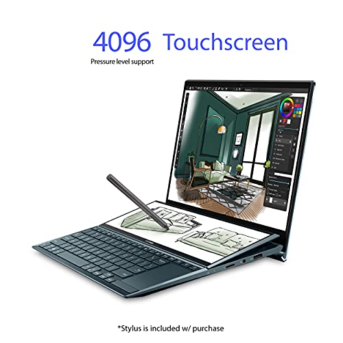 ASUS ZenBook Duo 14 UX482 14” FHD NanoEdge Touch Display, Core i7-1195G7, GeForce MX450, 16GB RAM, 1TB SSD, ScreenPad Plus, Windows 11 Pro, WiFi 6E Celestial Blue, UX482EGR-XB74T