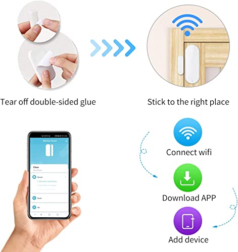 HEIMAN WiFi Door Sensor, Smart Window Door Sensor Alarm, Contact Sensor for Home Security, Wireless Magnetic Door Open Detector and APP Remote Notification (1 Pack+)