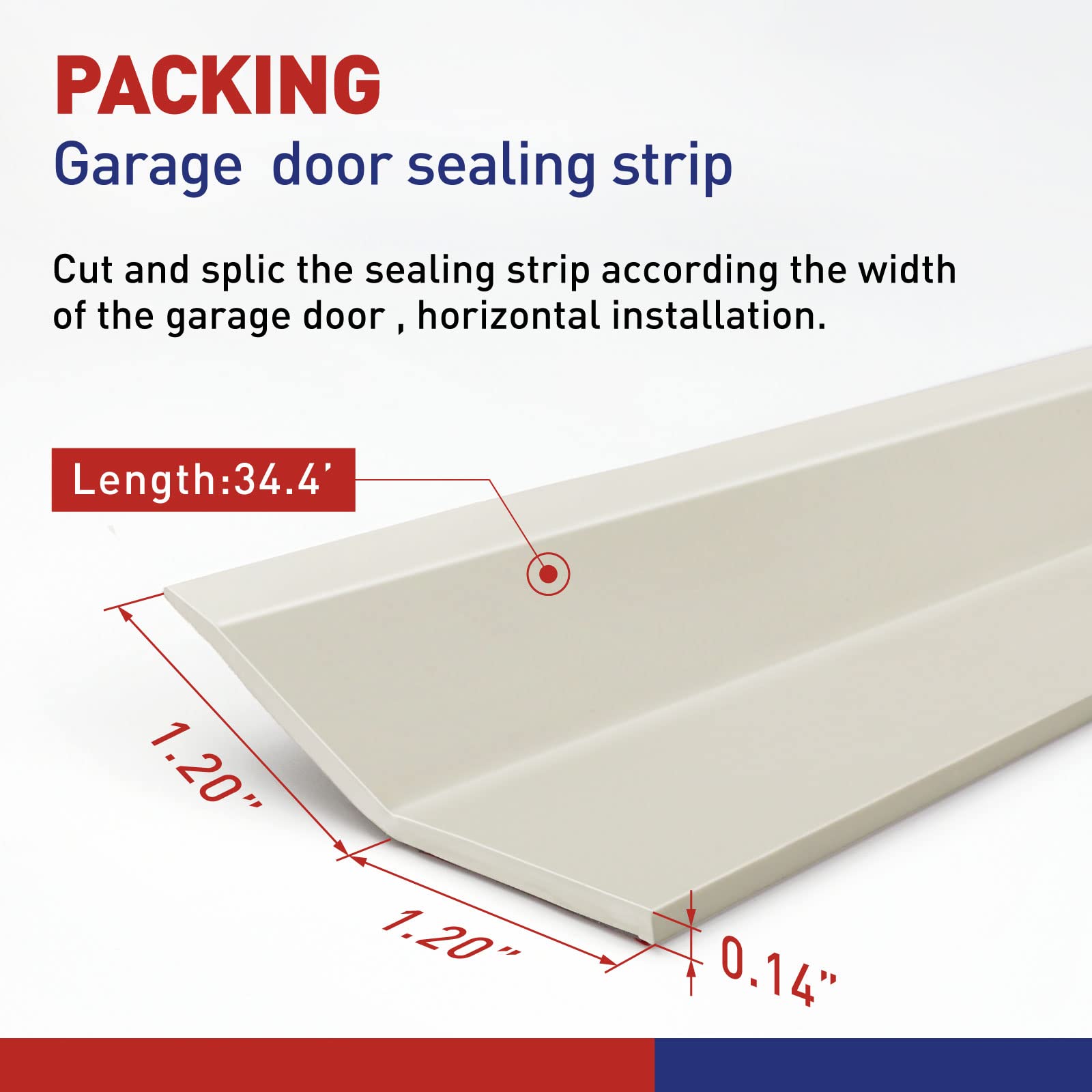 FOSLUOC Garage Door Seal Top and Sides Seal Strip Beige 34.4FT Rubber Weather Stripping Replacement Soft and Hard Composite, Weatherproofing Universal Sealing (Beige)
