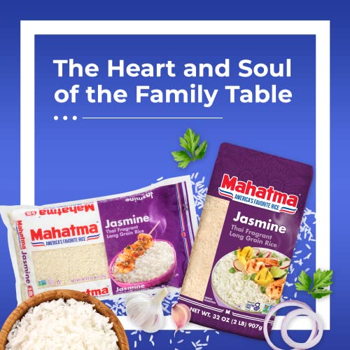 Mahatma Jasmine Rice, 2lb Bag of Rice, Thai, Indian, or Cambodian Fragrant Flavored Rice, Stovetop or Microwave Rice