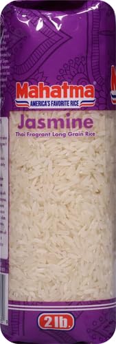 Mahatma Jasmine Rice, 2lb Bag of Rice, Thai, Indian, or Cambodian Fragrant Flavored Rice, Stovetop or Microwave Rice