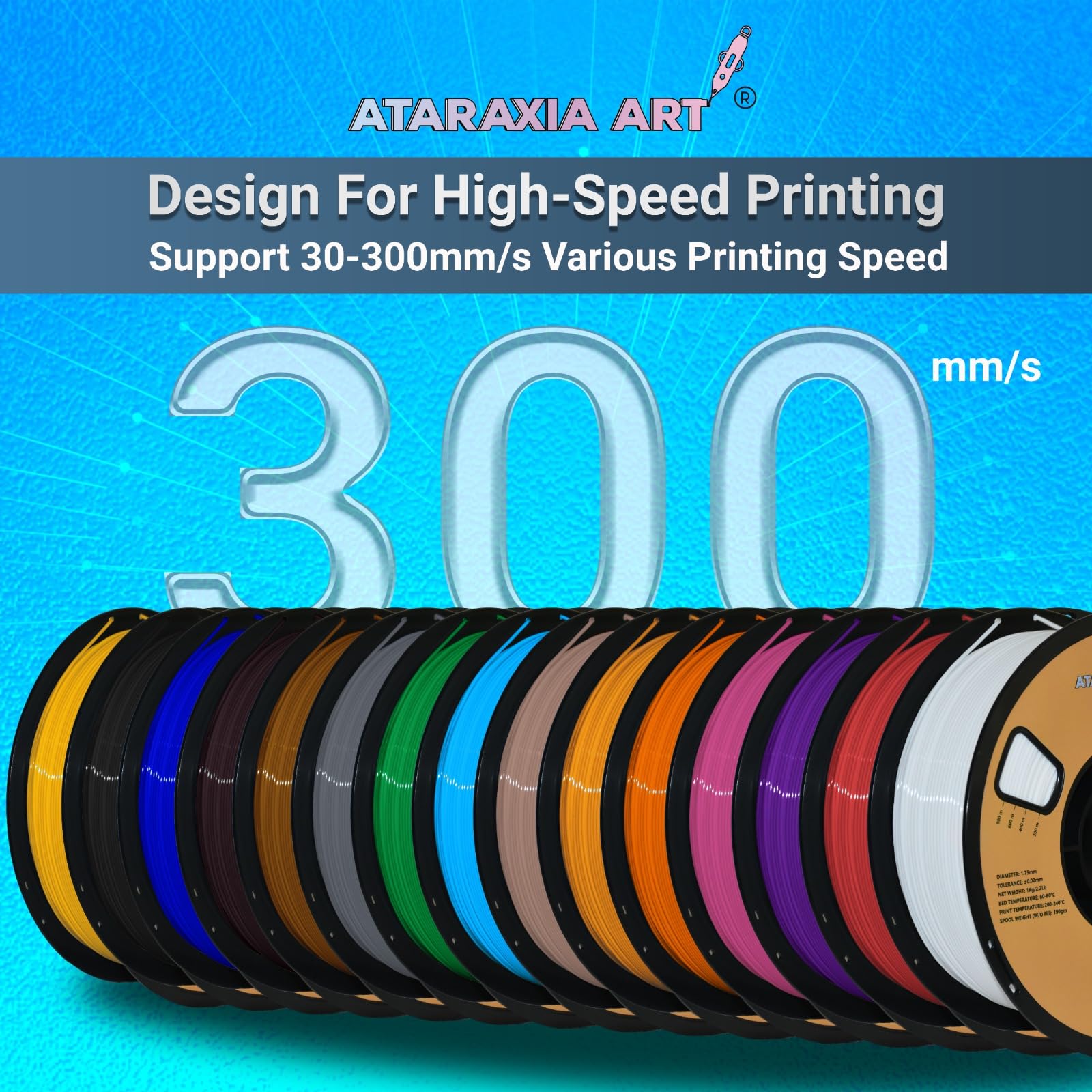 ATARAXIA ART PETG Filament 1.75mm, Black 3D Printer Filaments, 1Kg/2.2lb Tidy Winded Spools, Dimensional Accuracy +/-0.02mm, with Filament Storage Vacuum Bags, Fit FDM 3D Printers, PETG Black 1.75mm