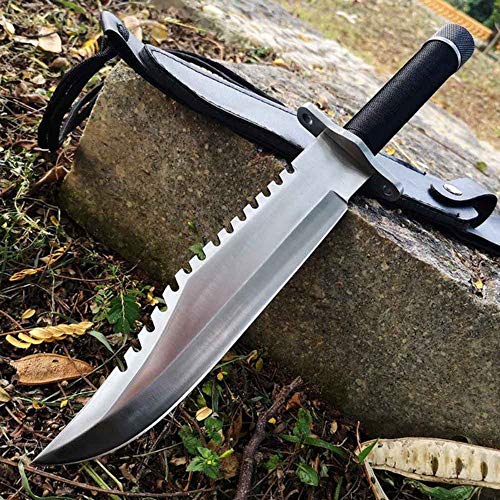 HOLYEDGE 13" Fixed Blade Knife with Half Serrated Edge and Compass Handle - Best Camping,Hunting,Fishing,Hiking Tactical Survival Knife