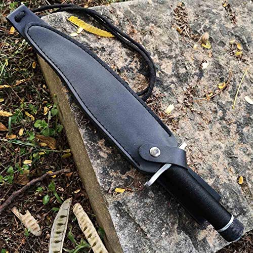 HOLYEDGE 13" Fixed Blade Knife with Half Serrated Edge and Compass Handle - Best Camping,Hunting,Fishing,Hiking Tactical Survival Knife