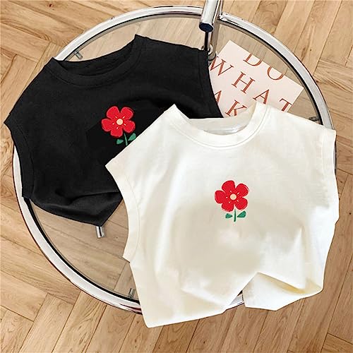 Toddler Baby Boy Letter Tank Top Sleeveless T-Shirt Ruffle Cap Sleeve Round Neck Cute Solid T Shirt Spring Summer Outfit Black
