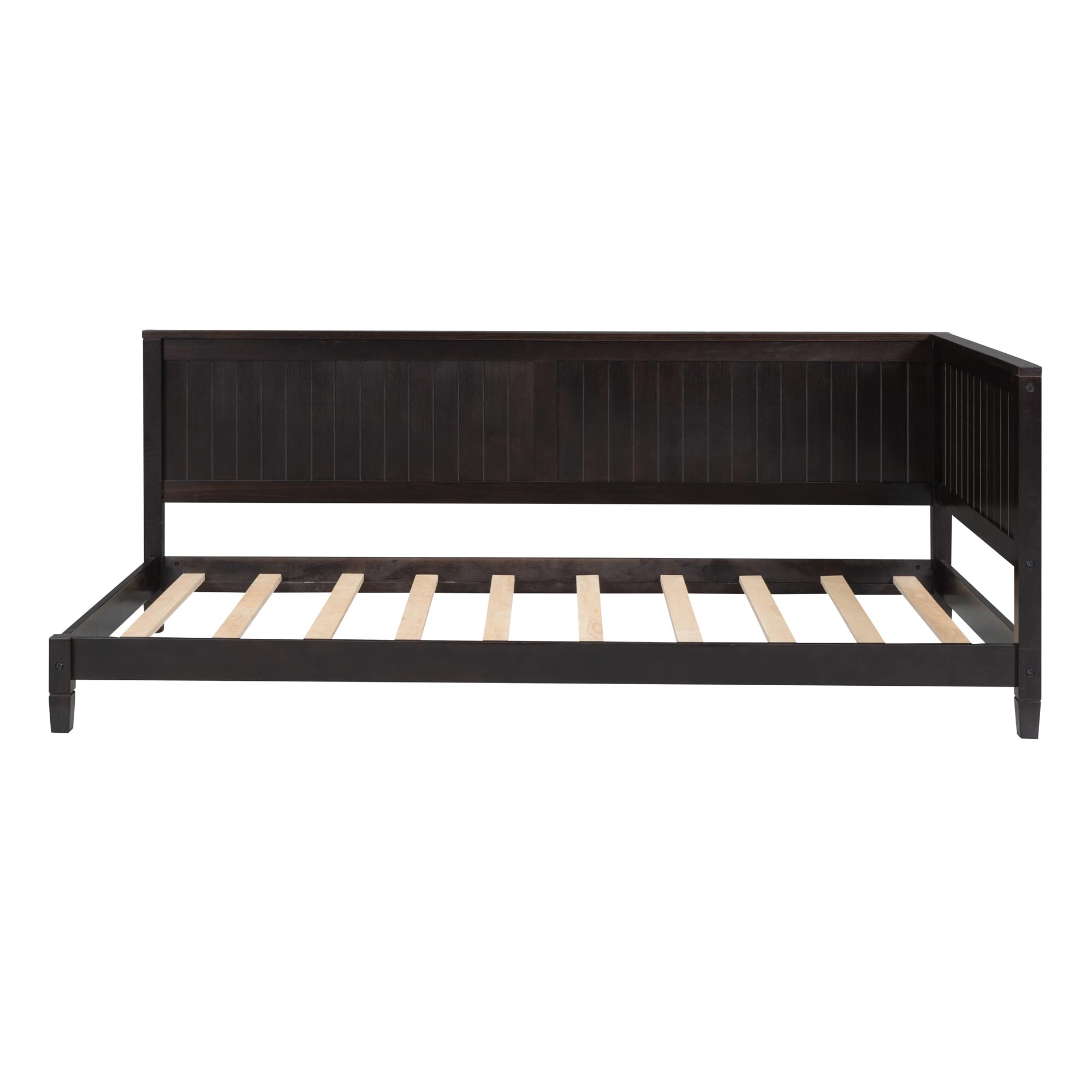 Royard Oaktree Twin Size Daybed, Wood Bed Frame with Headboard and Sideboard, Modern Low Sofa Bed Frame with Wooden Slats Support Mattress Foundation for Kids Room, Bedroom, Living Room, Espresso
