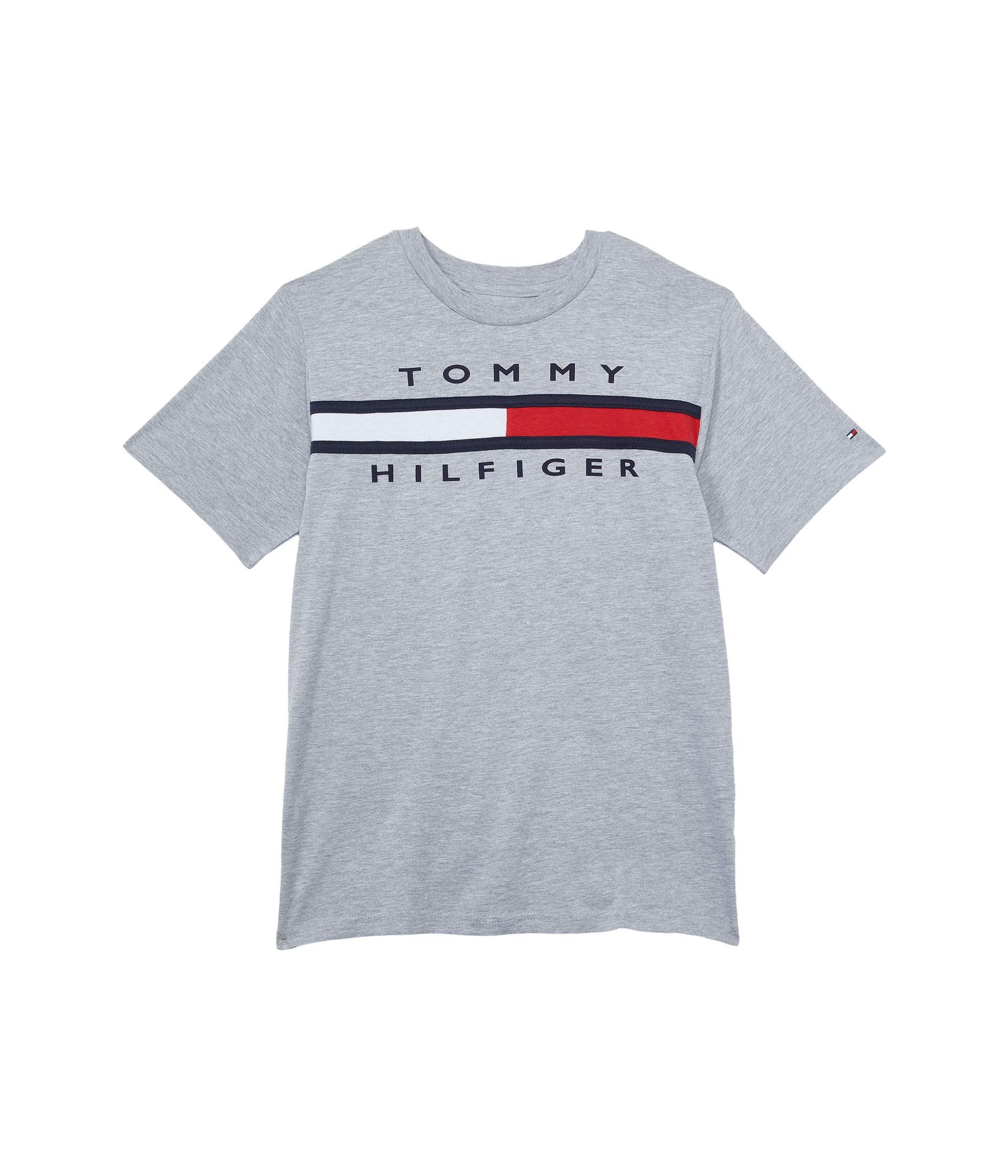 Tommy Hilfiger Boy's Signature Flag Tee (Big Kids) Grey Heather MD (12-14 Big Kid)
