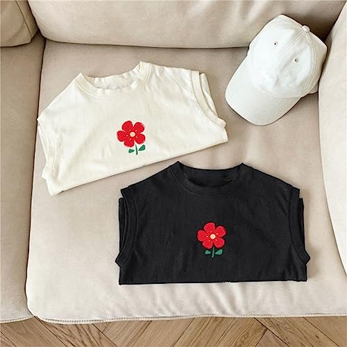 Toddler Baby Boy Letter Tank Top Sleeveless T-Shirt Ruffle Cap Sleeve Round Neck Cute Solid T Shirt Spring Summer Outfit Black