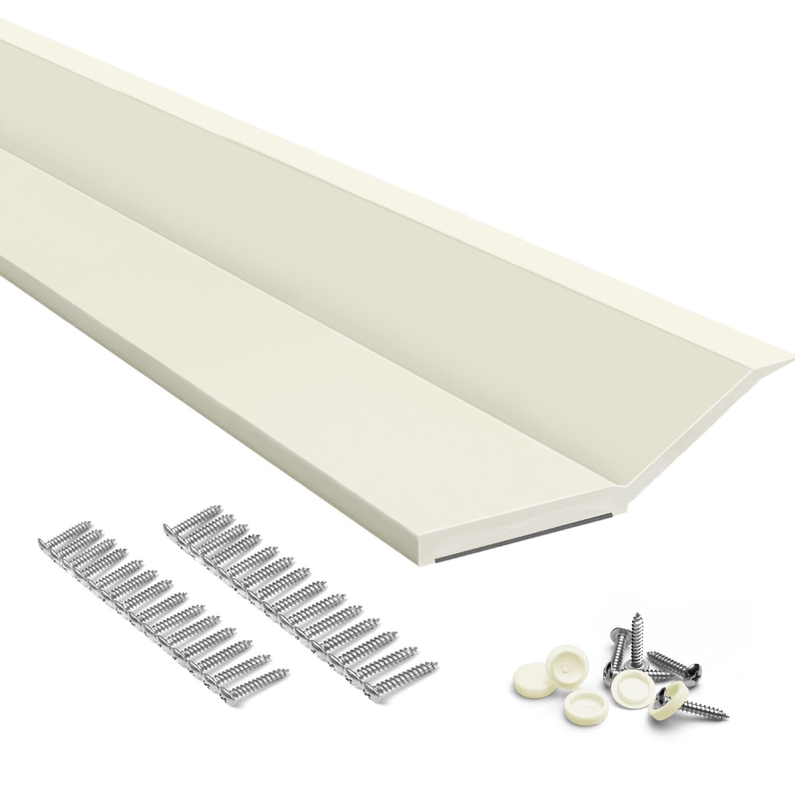 FOSLUOC Garage Door Seal Top and Sides Seal Strip Beige 34.4FT Rubber Weather Stripping Replacement Soft and Hard Composite, Weatherproofing Universal Sealing (Beige)