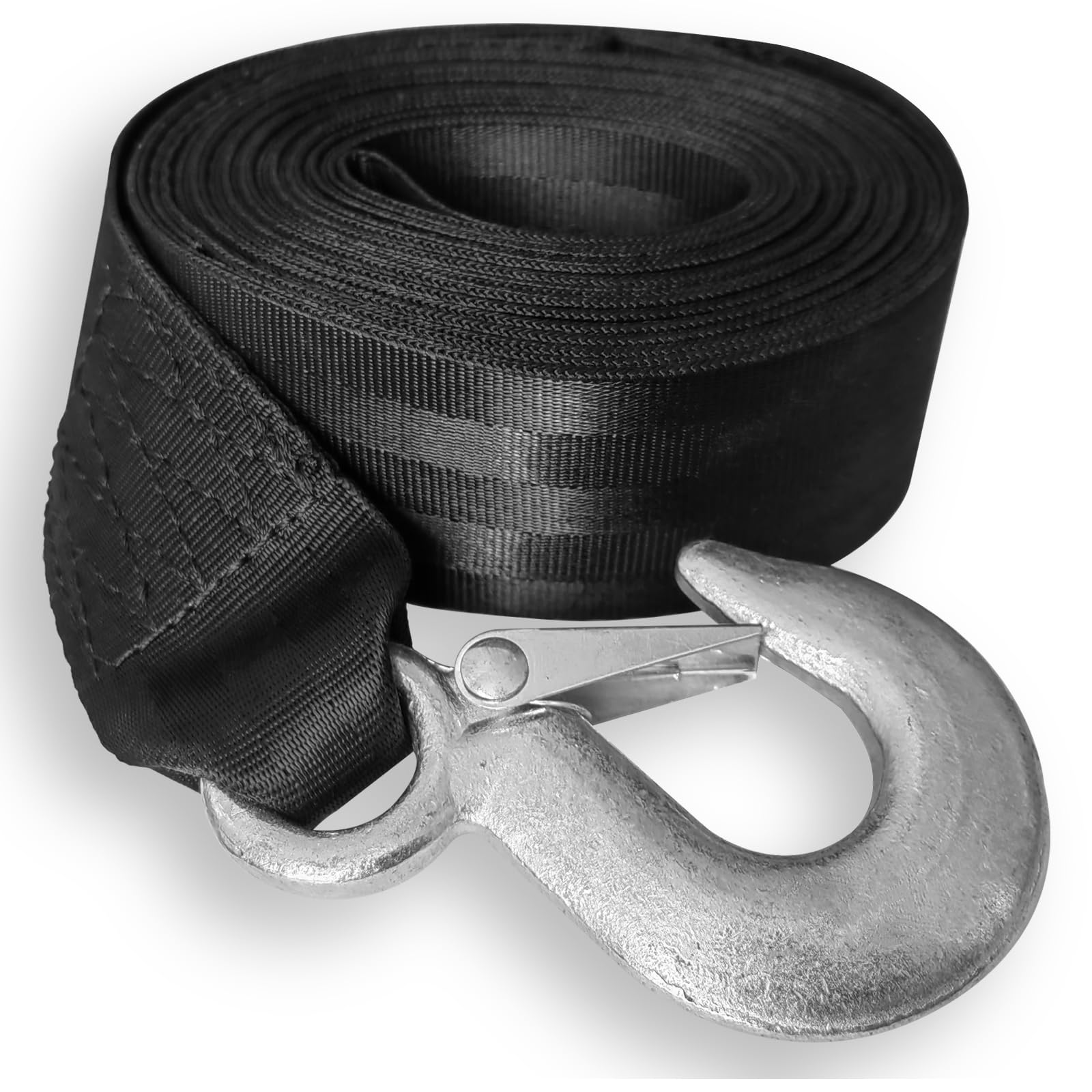 Trailer Winch Strap, 2" x 20ft 6000lb 10000 lbs Breaking Strength 3300 lbs Load Capacity for Boat, Loop End for Boats, Trailer, Wave Runner, Towing, Heavy Duty Equipment, Black