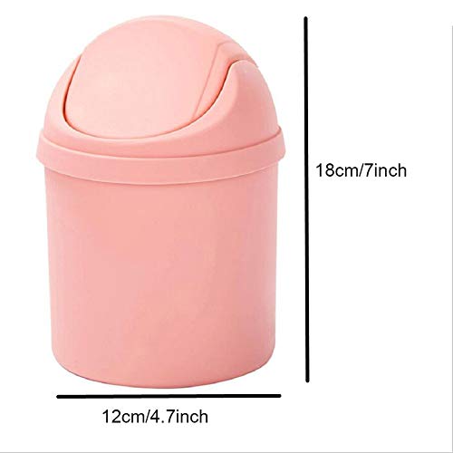 Bonlting 2Pcs Mini Table Trash Can Plastic Small Tiny Desktop Wastebasket Trash Can with Swing Lid for Bathroom Vanity Countertop or Table(Pink Purple)