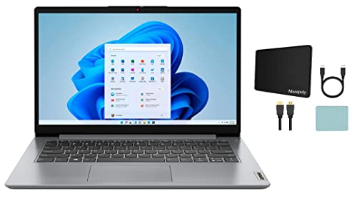 Lenovo - Ideapad 1i 14.0" HD Laptop - Celeron N4020 - 4GB Memory 64GB eMMC - Cloud Grey, Windows 11 Home in S Mode + Accessories