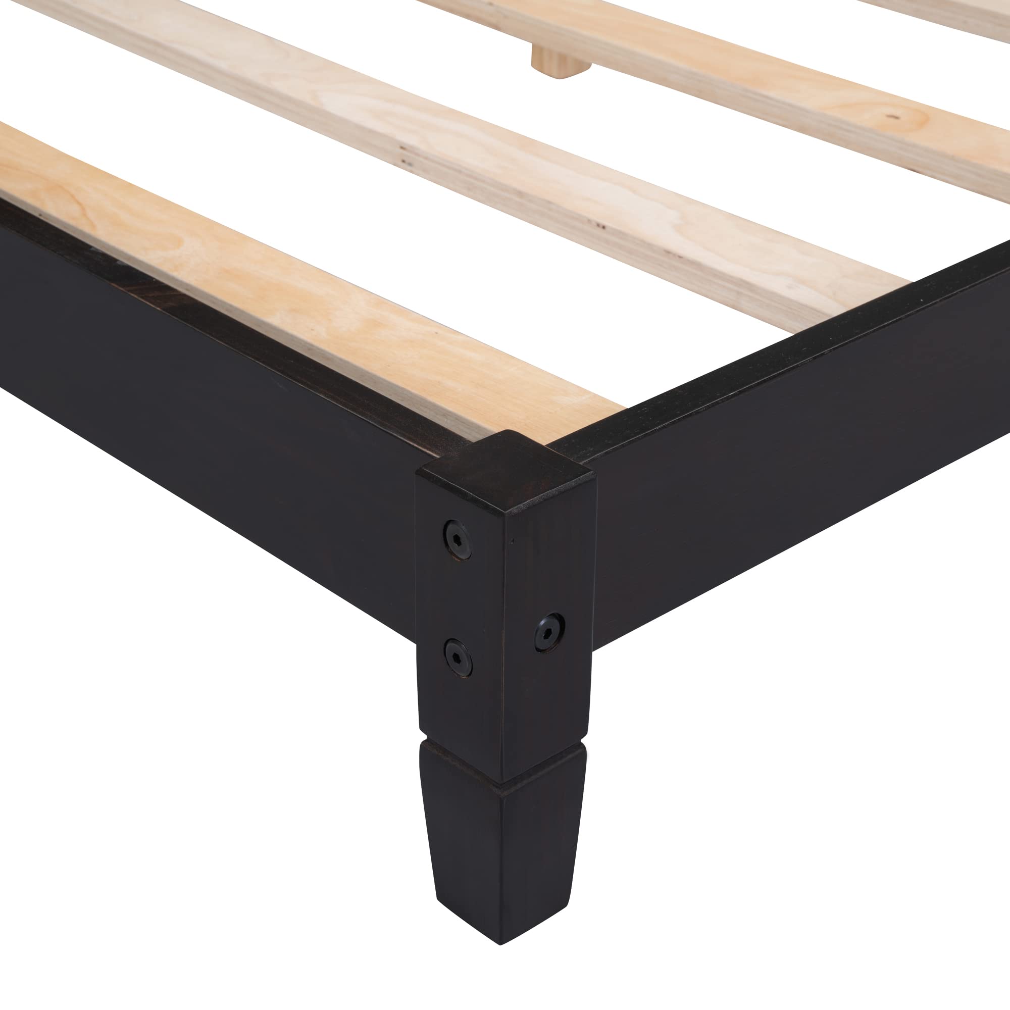 Royard Oaktree Twin Size Daybed, Wood Bed Frame with Headboard and Sideboard, Modern Low Sofa Bed Frame with Wooden Slats Support Mattress Foundation for Kids Room, Bedroom, Living Room, Espresso